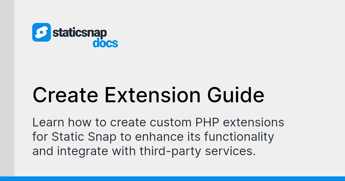 Create Extension Guide | Docs
